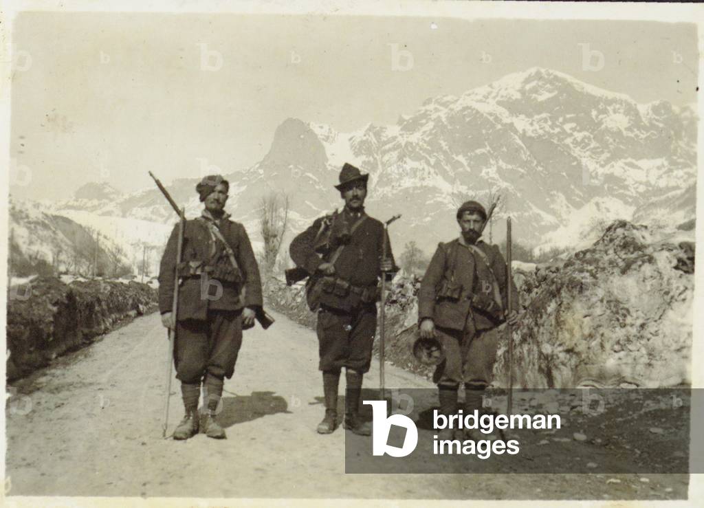 Image of Carnia: three kinds of Alpine troopers , Udine, Italy
