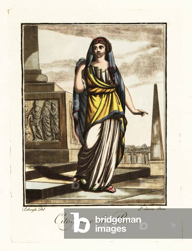 Image of Woman citizen of Rome in palla and stola, ancient Rome. by ...