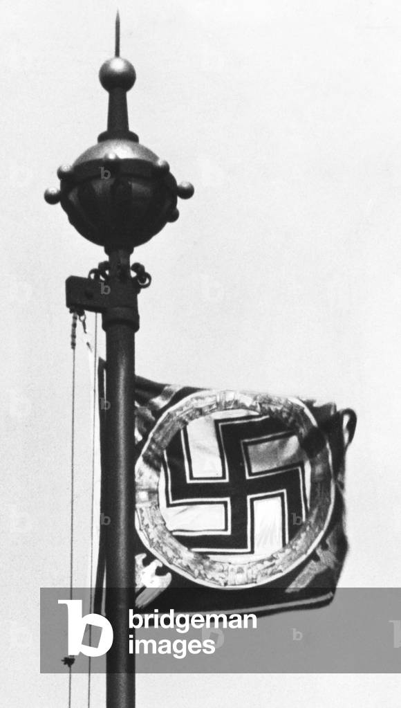 Image of The banner of Adolf Hitler, 1935 (b/w photo)