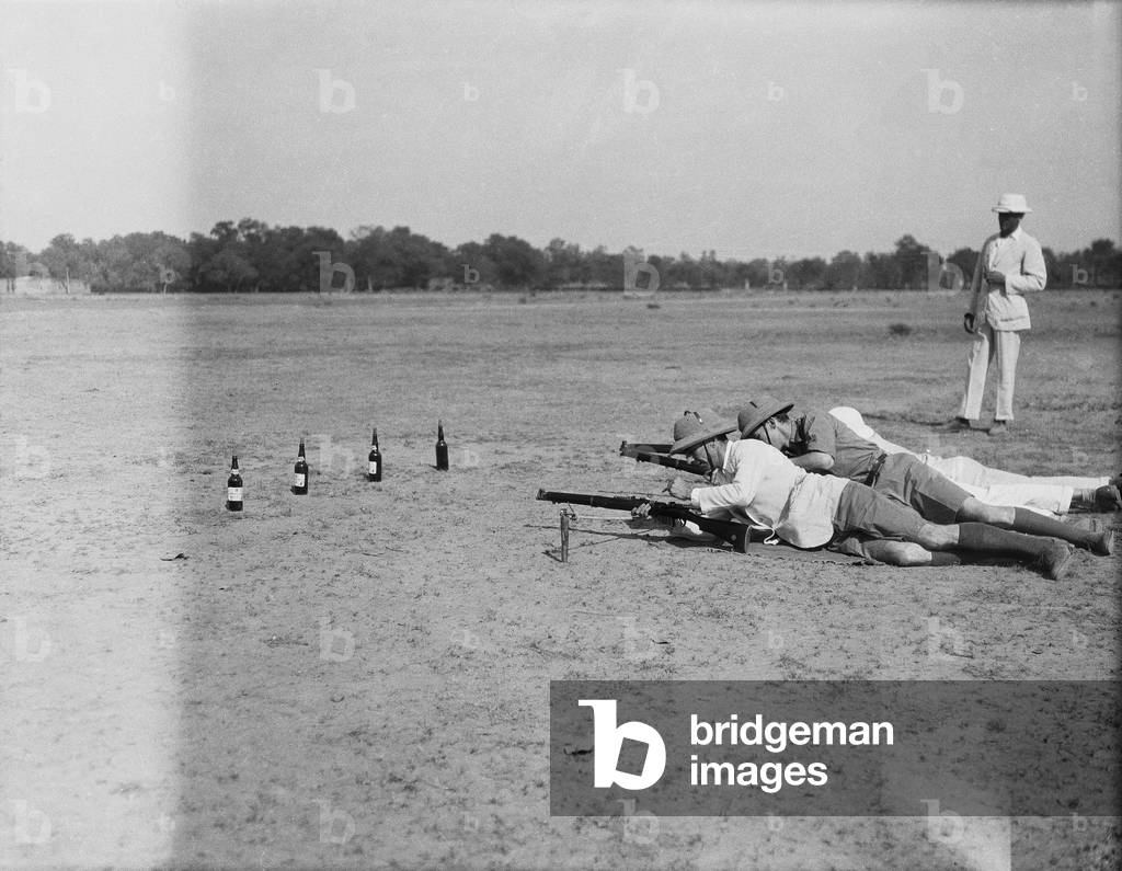 Image of Punjab Light Horse rifle practice, Lahore, India, 1927 (b/w photo)
