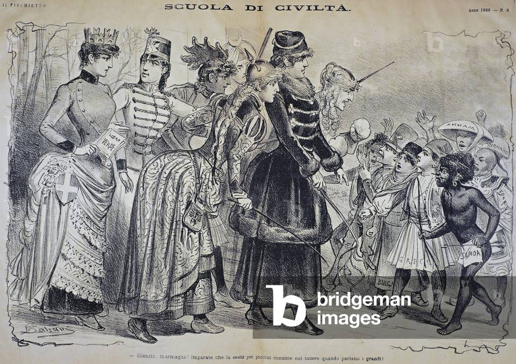 Image of School of civilization, satirical cartoon of colonial ...