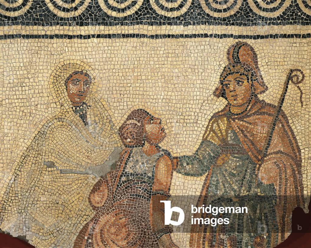Image of Italy, Valpolicella, Mosaic work depicting an initiation scene ...
