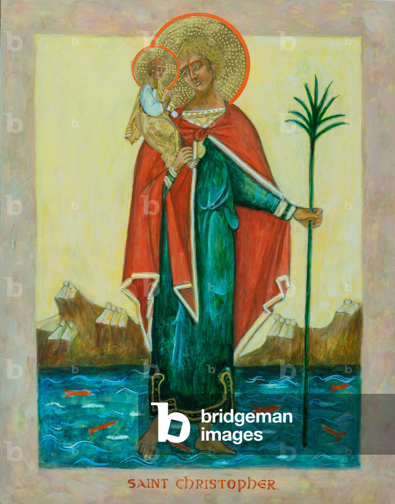 Image of Saint Christopher Icon, 2023 (egg tempera, gold leaf, wood) by ...