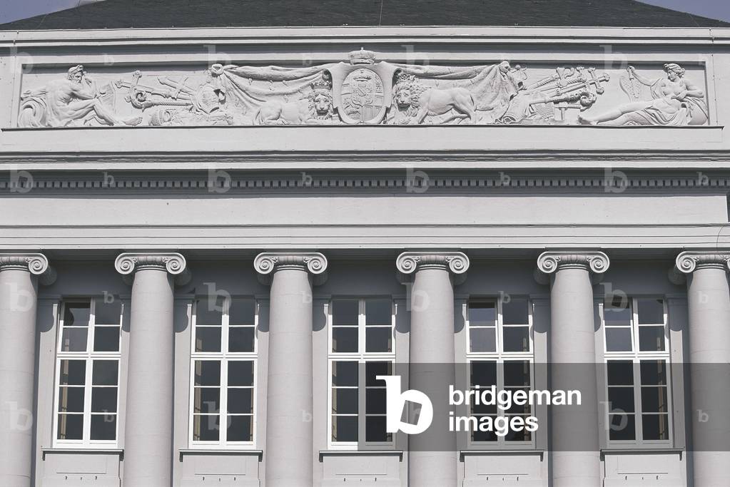 Image of Windows, columns and pediment in neoclassical style, east wing of