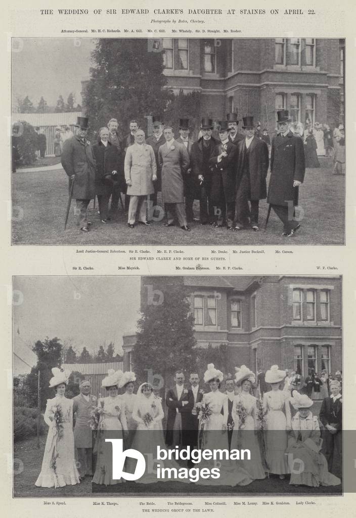 Image of The Wedding of Sir Edward Clarke's Daughter at Staines on by ...