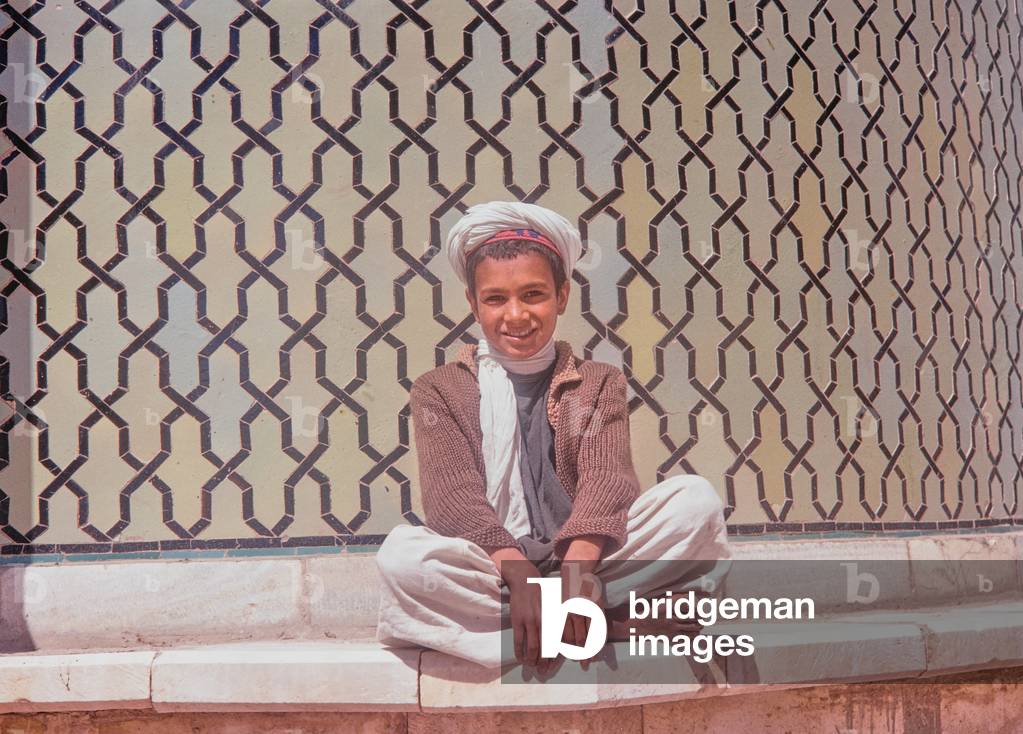 Image of Muslim boy at Jami Masjid, Great Mosque of Herat, Afghanistan,