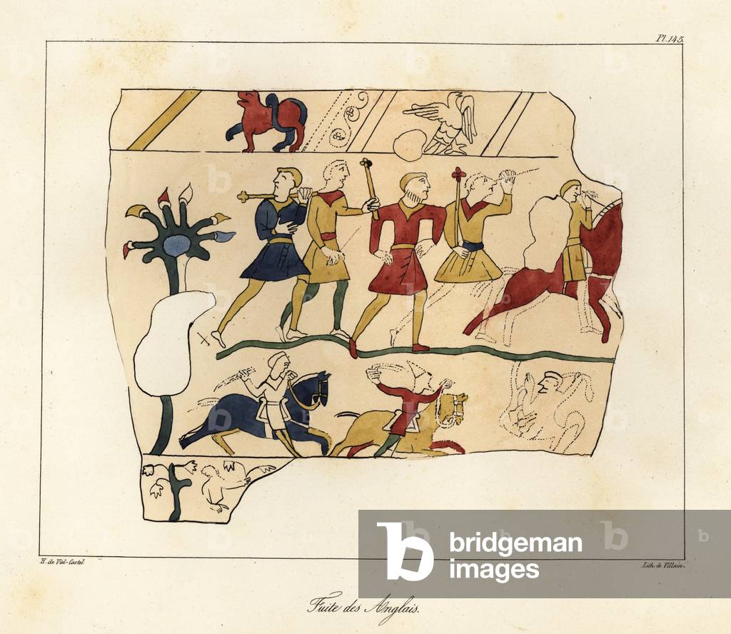 Image of Anglo-Saxon soldiers flee from the battlefield after the ...