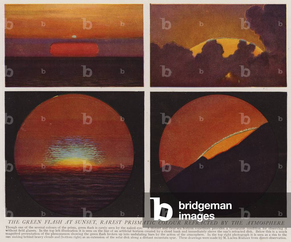 Image of The green flash at sunset, rarest prismatic colour refracted ...