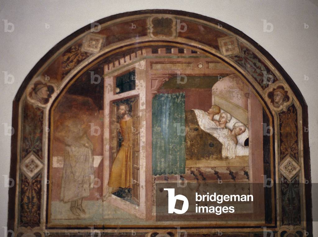 Image of Saint Nicholas of Bari and three maidens, fresco by Bartolo by ...
