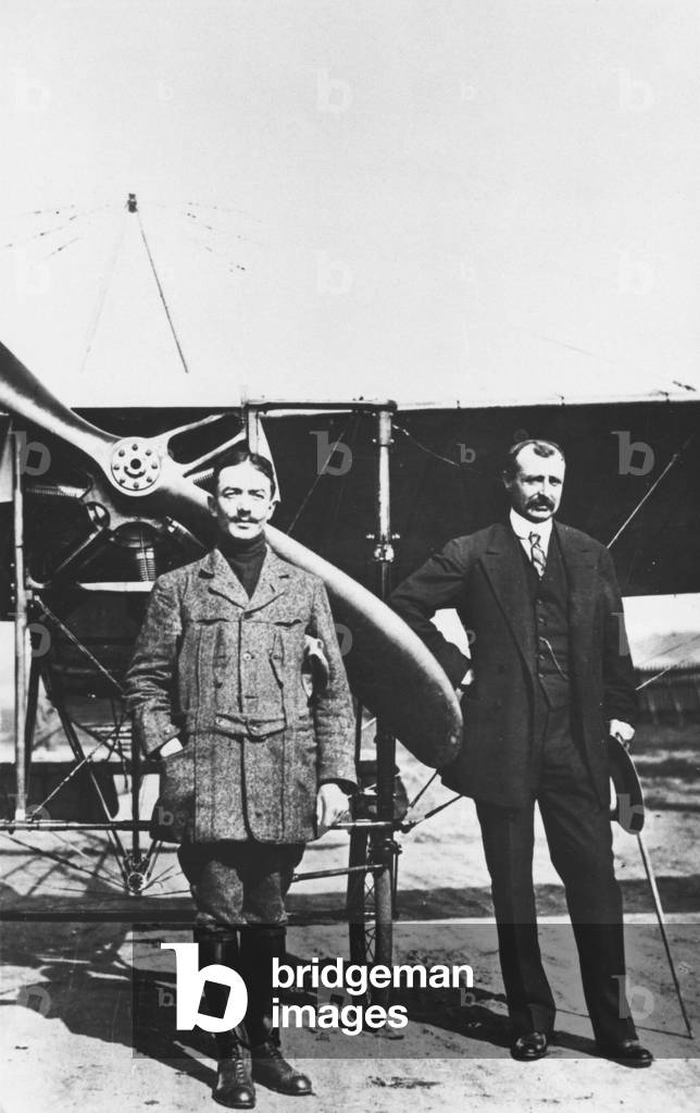 Image of Louis Bleriot (1872-1936), right, French aviator and first man to