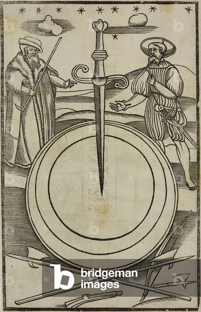 Image of Medieval weapons (sword, halberd, battle-axe, etc), woodcut ...