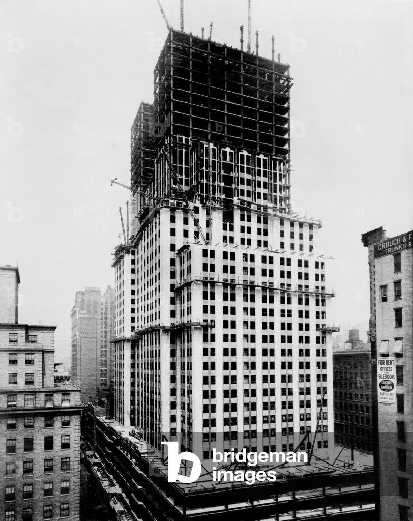 Image of Empire State Building under construction in the early 1930s. The