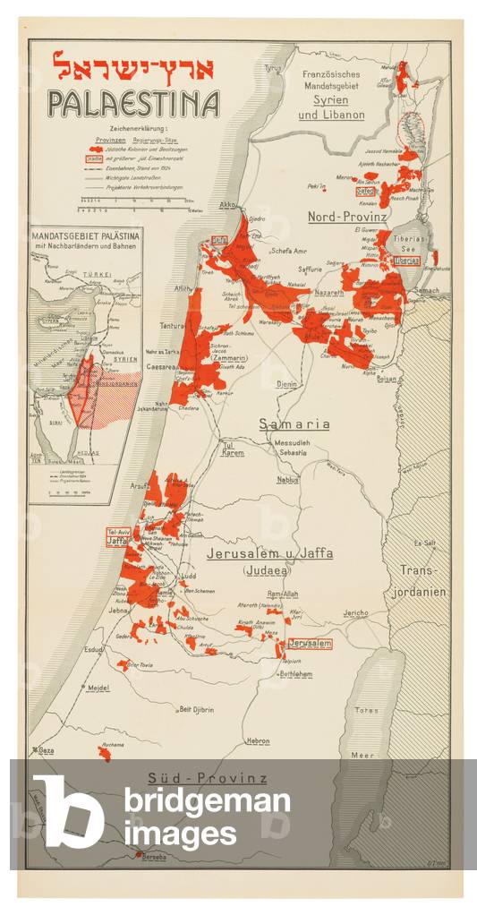 Image of Map of Palestine, 1926 (colour litho) by Trietsch, Davis (1870 ...