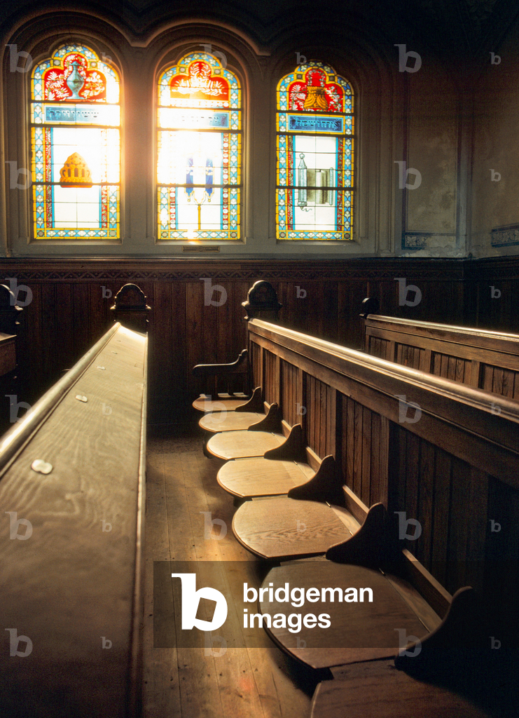 Image of Photograph of pews and stained glass windows of the Great by ...