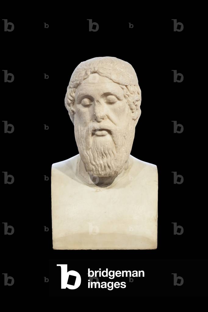 Image of Head of Homer, Epimenides type (Parian marble) by Roman, (5th ...