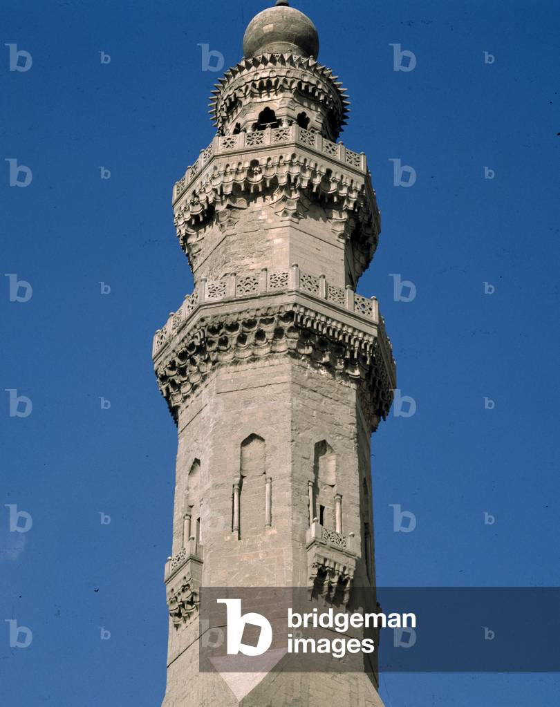 Image of Islamic art : Minaret - Mosque-Madrasa of Sultan Hassan, Cairo,