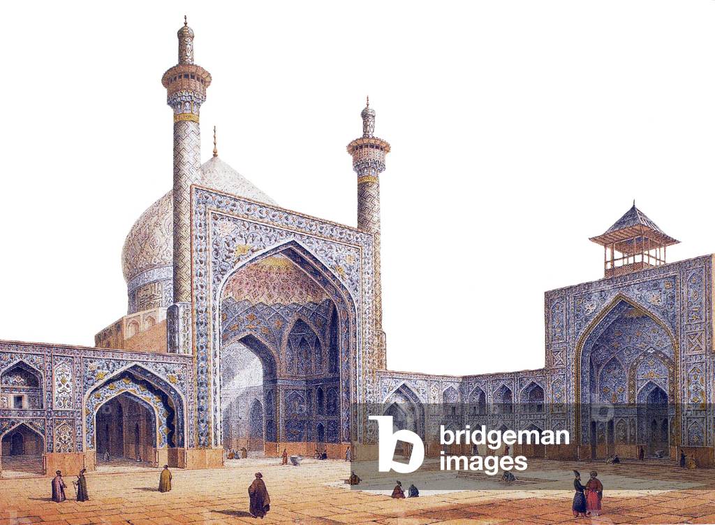 Image of Iran / Persia: Interior courtyard of the Masjid-I-Shah Mosque ...