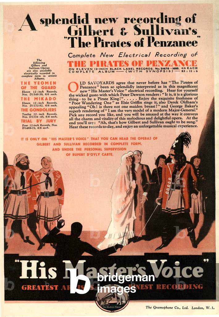 Image of HMV, Gilbert and Sullivan Magazine Advert, UK, 1920s