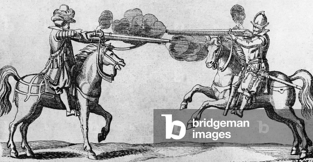 Image of Drawing of mounted arquebusiers, 17. century