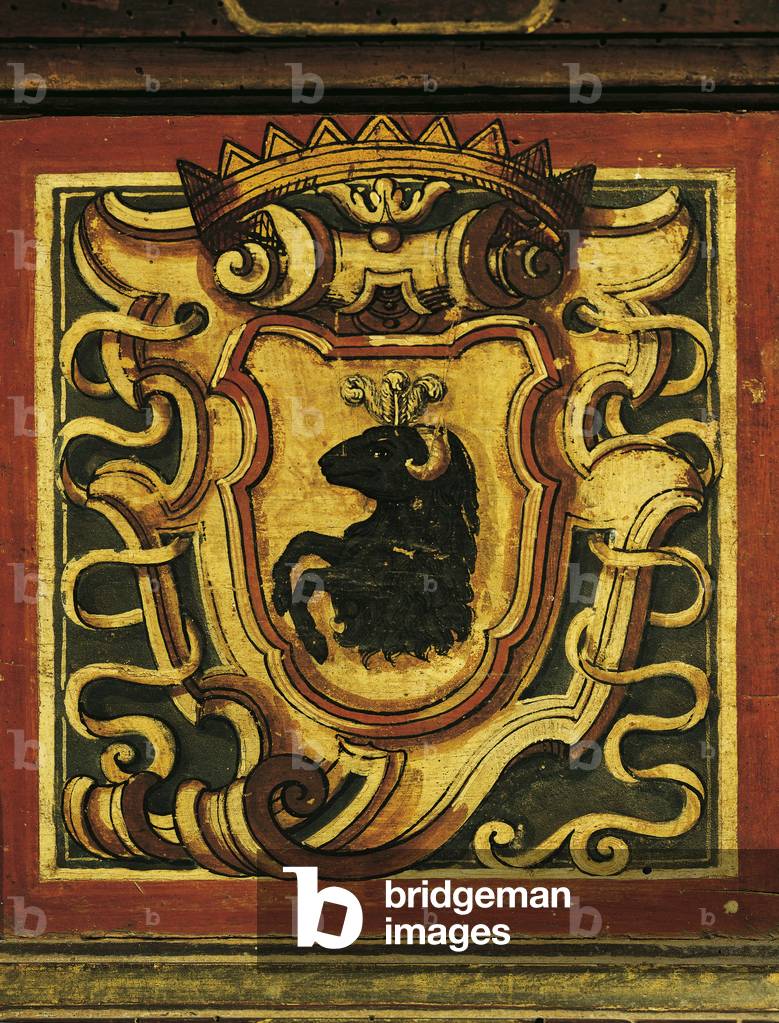 Image of Braccio Fortebraccio da Montone's coat of arms, detail from the