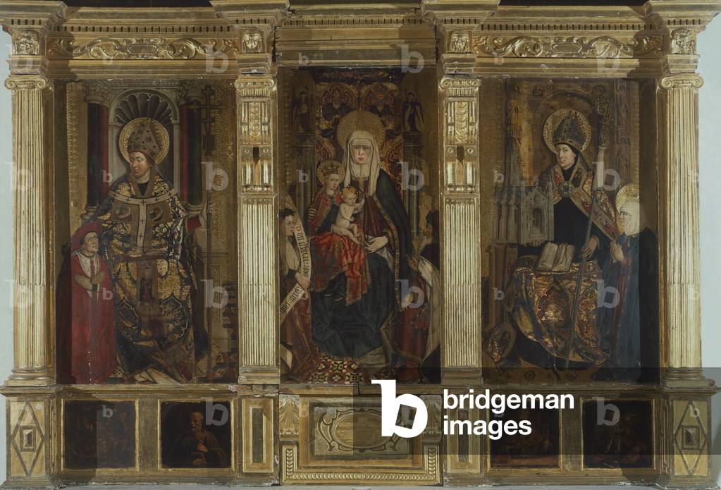 Image of 15th century St Benedict and St Ildephonsus panels with Cardinal