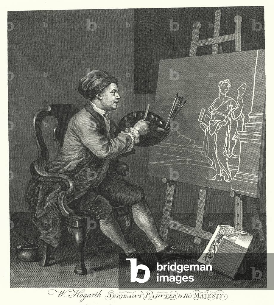 Image of Self-portrait of English artist William Hogarth (engraving) by ...
