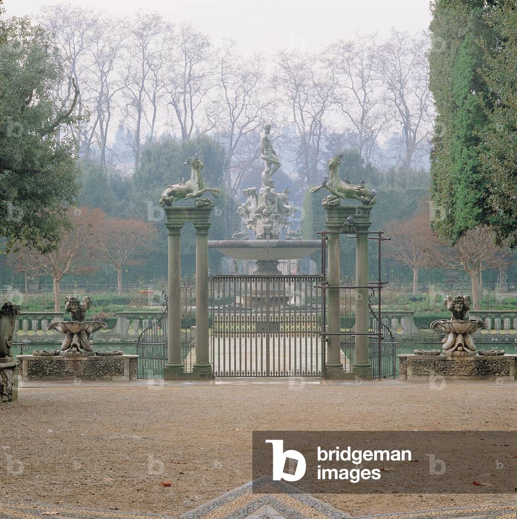 Image of Boboli Gardens: Fountain of the Ocean with Neptune statue, by ...