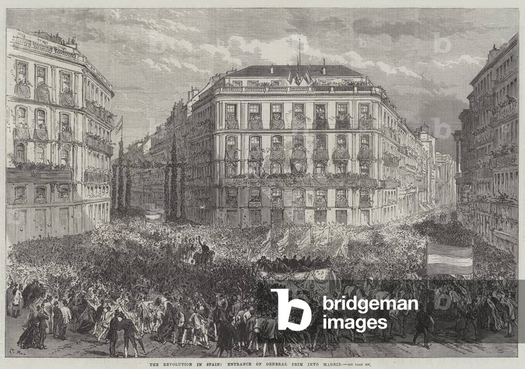 Image of The Revolution in Spain, Entrance of General Prim into Madrid ...