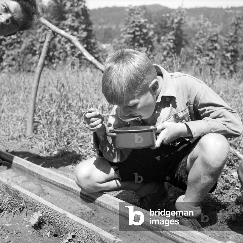 Image of Hitler youths drinking from a well at Spitz, Lower Austria,