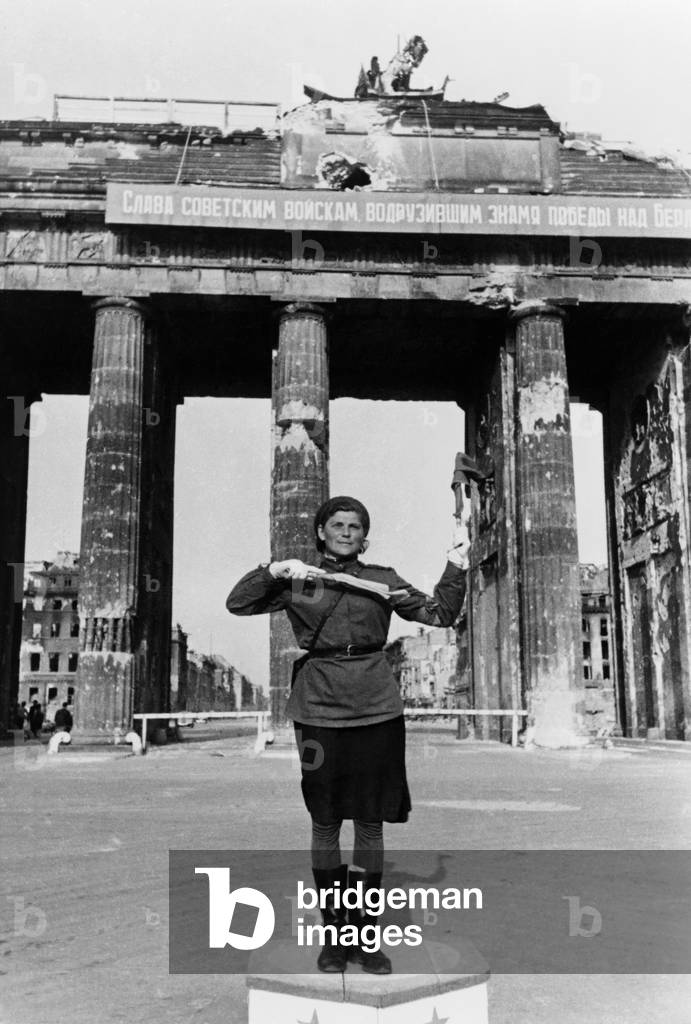 Image of Soviet military police woman directing traffic at the ...