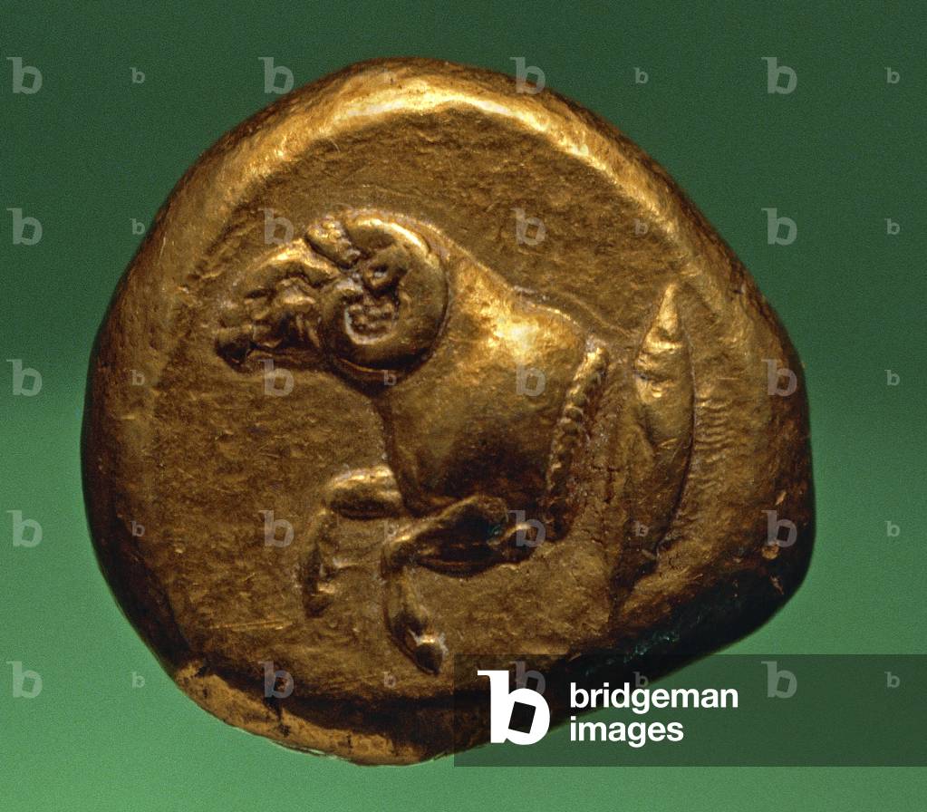Image of Gold coin depicting goat, recto, Greek coins