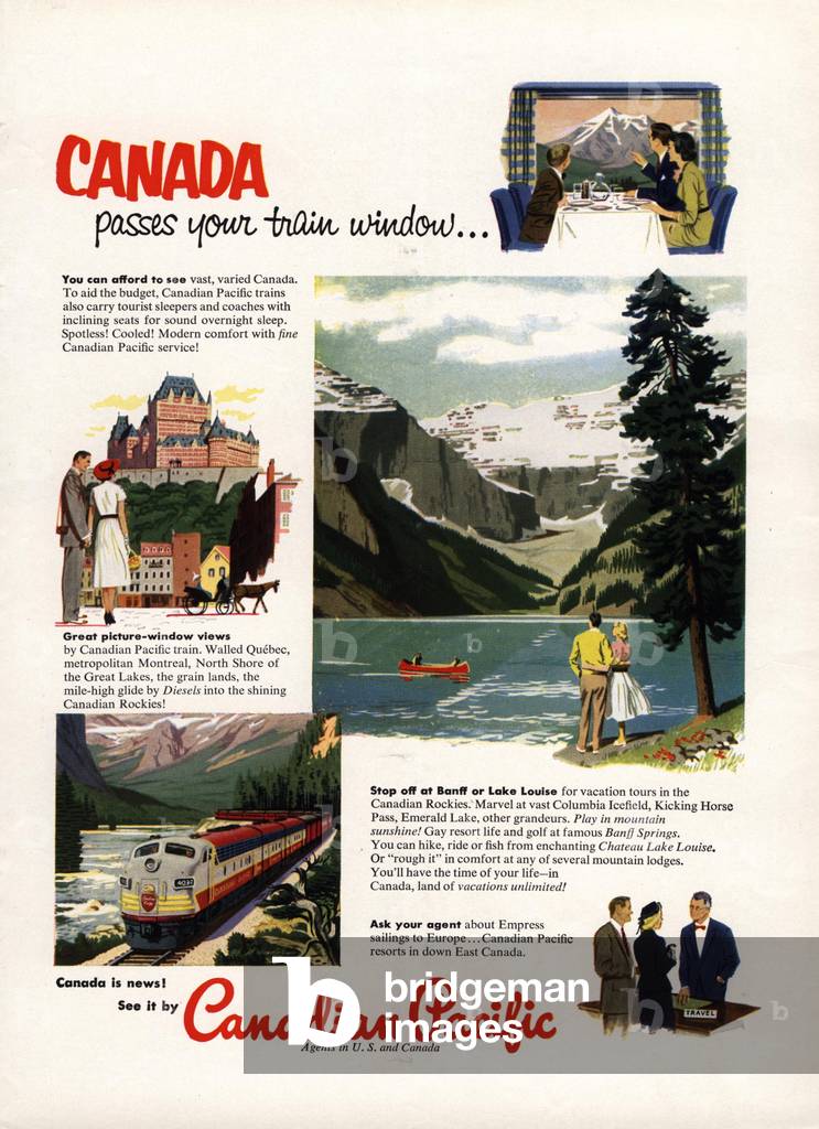 Image of Canadian Pacific Railroad Magazine, advert, USA, 1950s