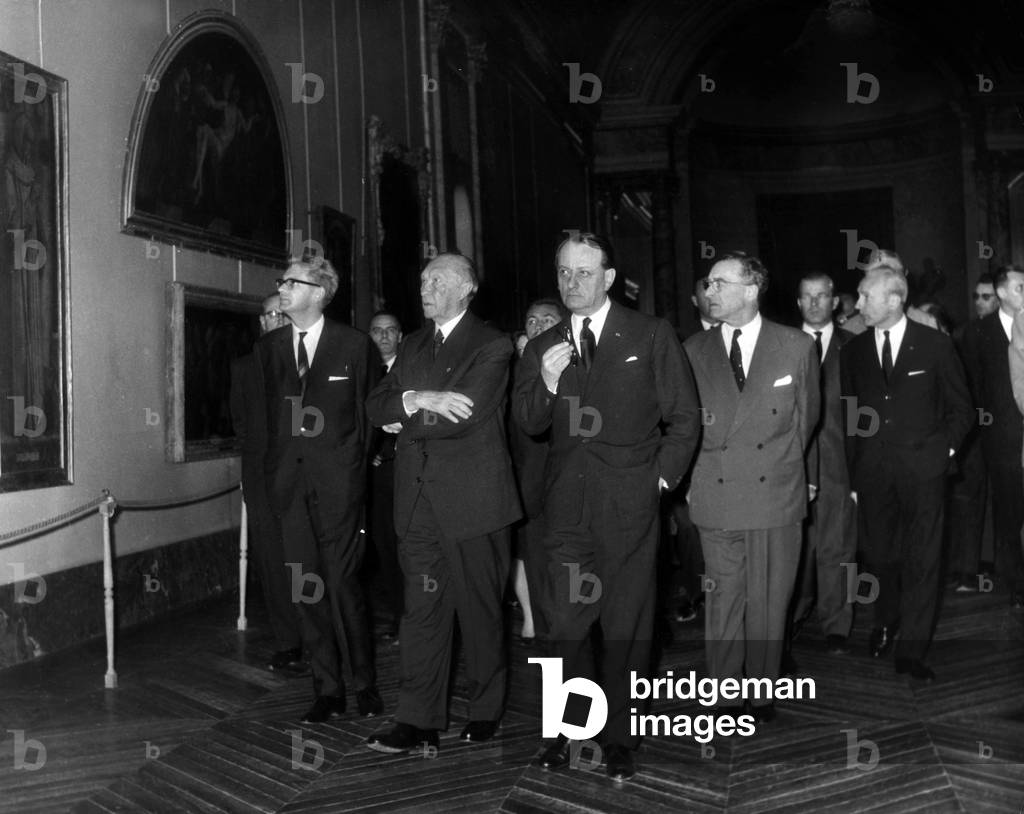 Image of Conrad Adenauer, German Chancellor, With French Minister of ...