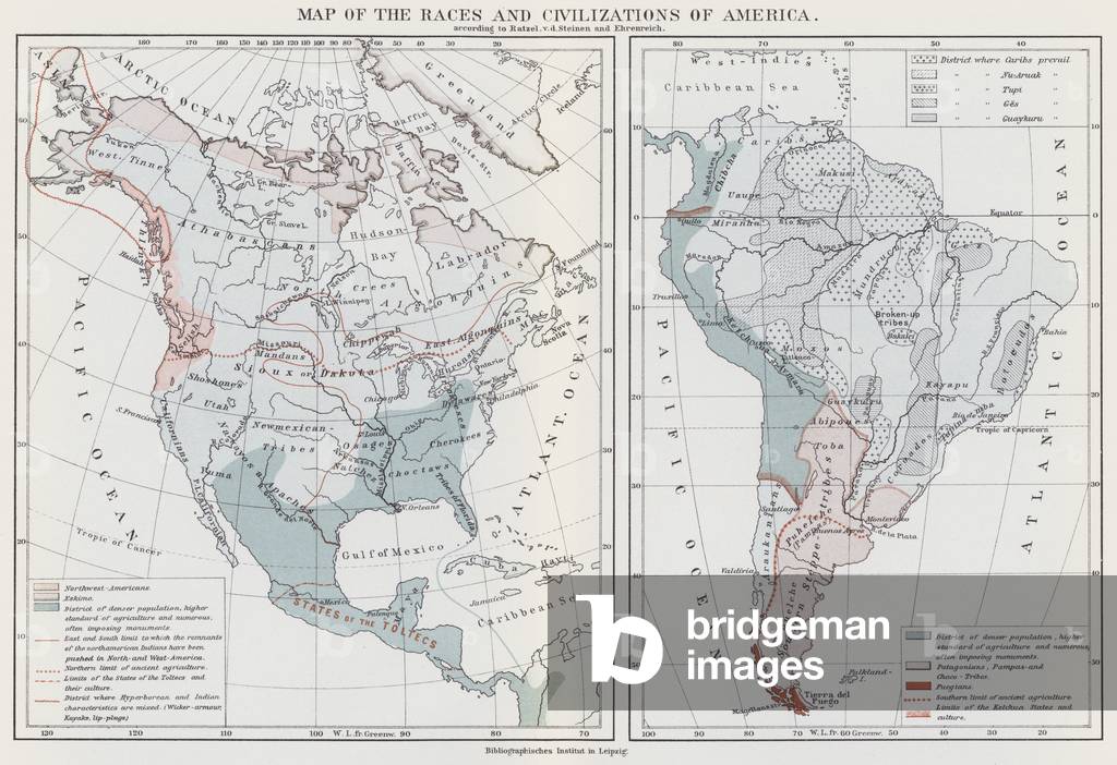 Image of Map of the Races and Civilizations of America (colour litho ...