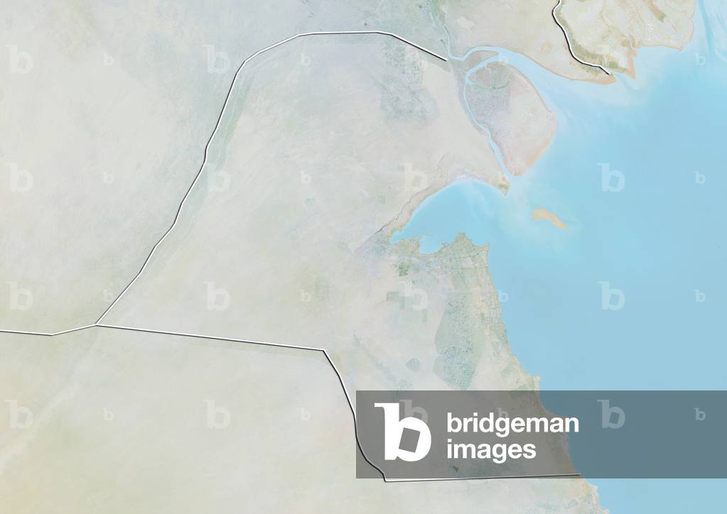 Image of Kuwait, Relief Map With Border