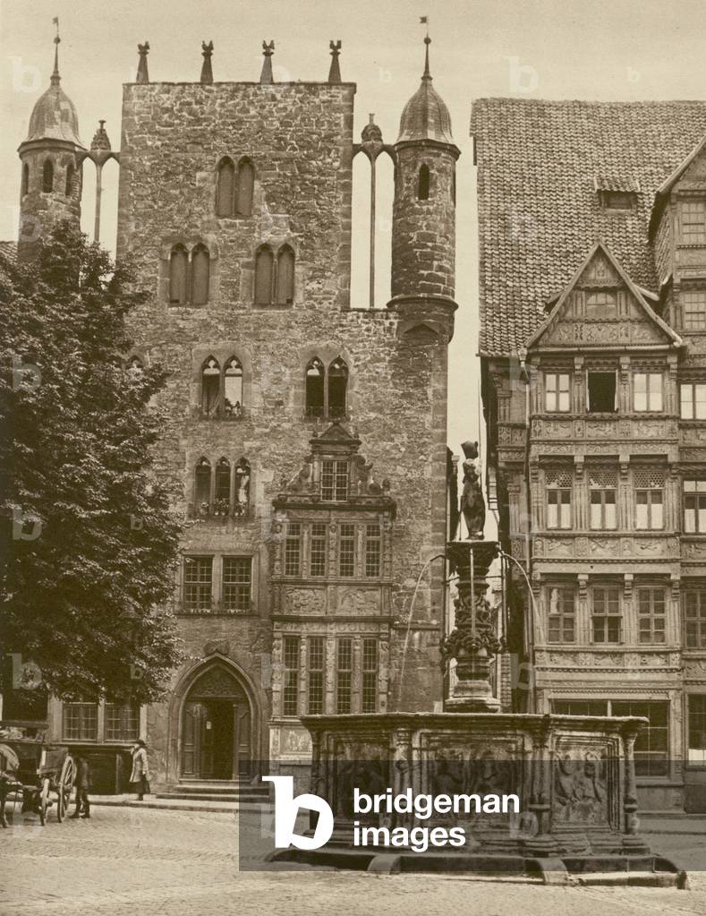 Image of Hildesheim, Das Templerhaus; Hildesheim, The Templerhaus (b/w ...