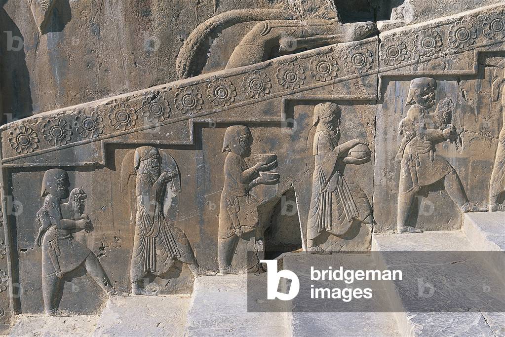 Image of Iran, Persepolis, Hadish Palace of Xerxes, stairway with ...