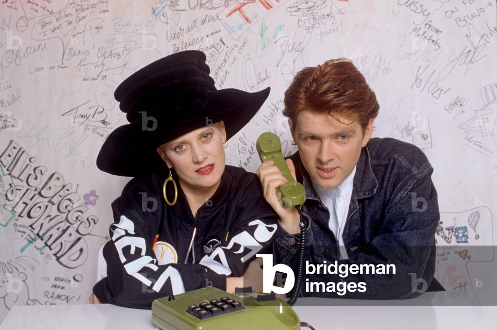 Image of Thompson Twins (l-r): Alannah Currie, Tom Bailey, 1989 (photo)