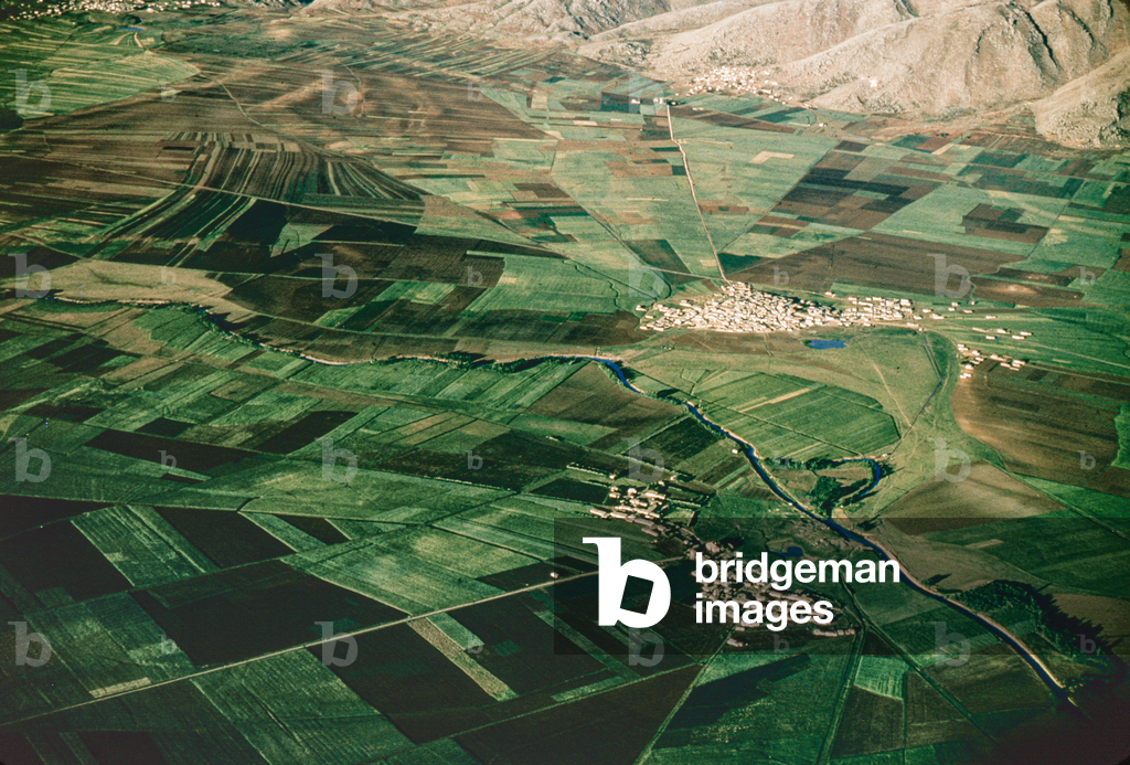 Image of Aerial of cultivated fields in the fertile Al Beqaa Valley by ...