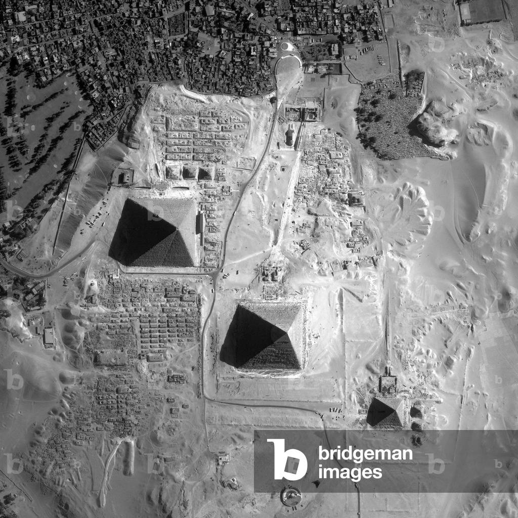 Image of Satellite view of the Pyramids of Giza, Egypt. Credit NASA.
