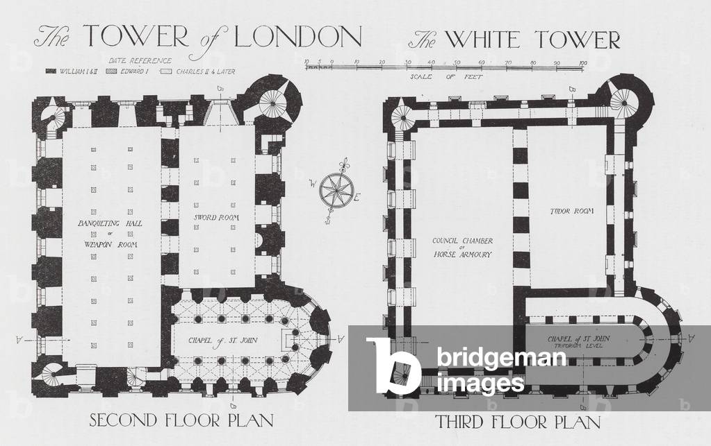 Image of The Tower of London, The White Tower (litho) by English School ...