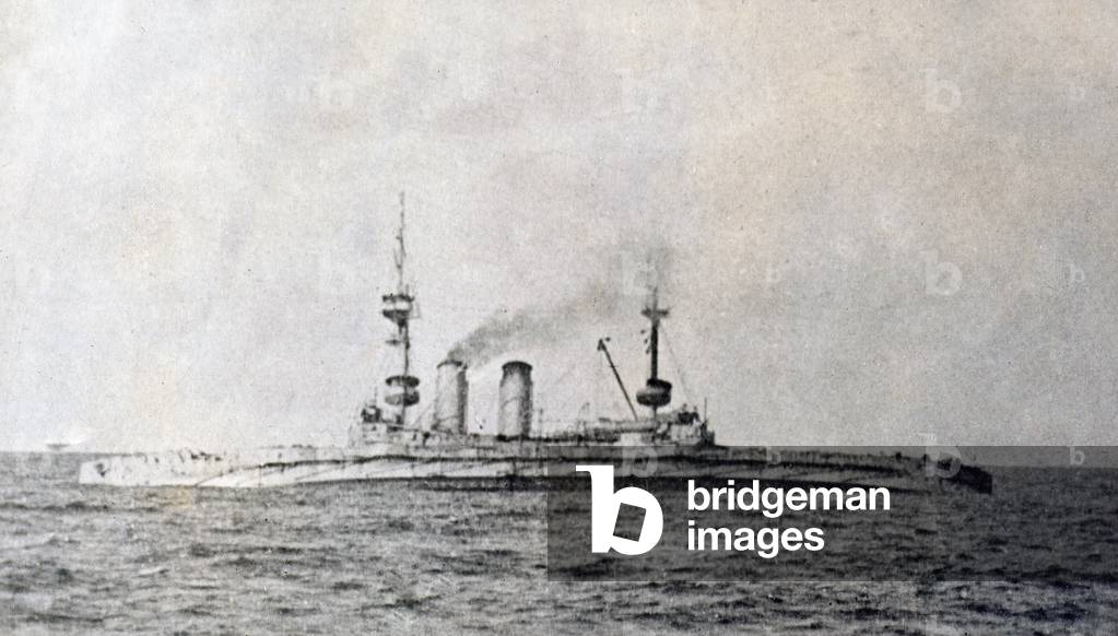 Image of HMS Ocean Sinking off Gallipoli, 18 March 1915 (b/w photo) by ...
