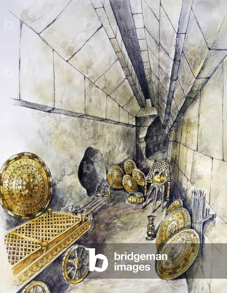 Image of Passage of Etruscan Regolini-Galassi tomb with the grave goods ...