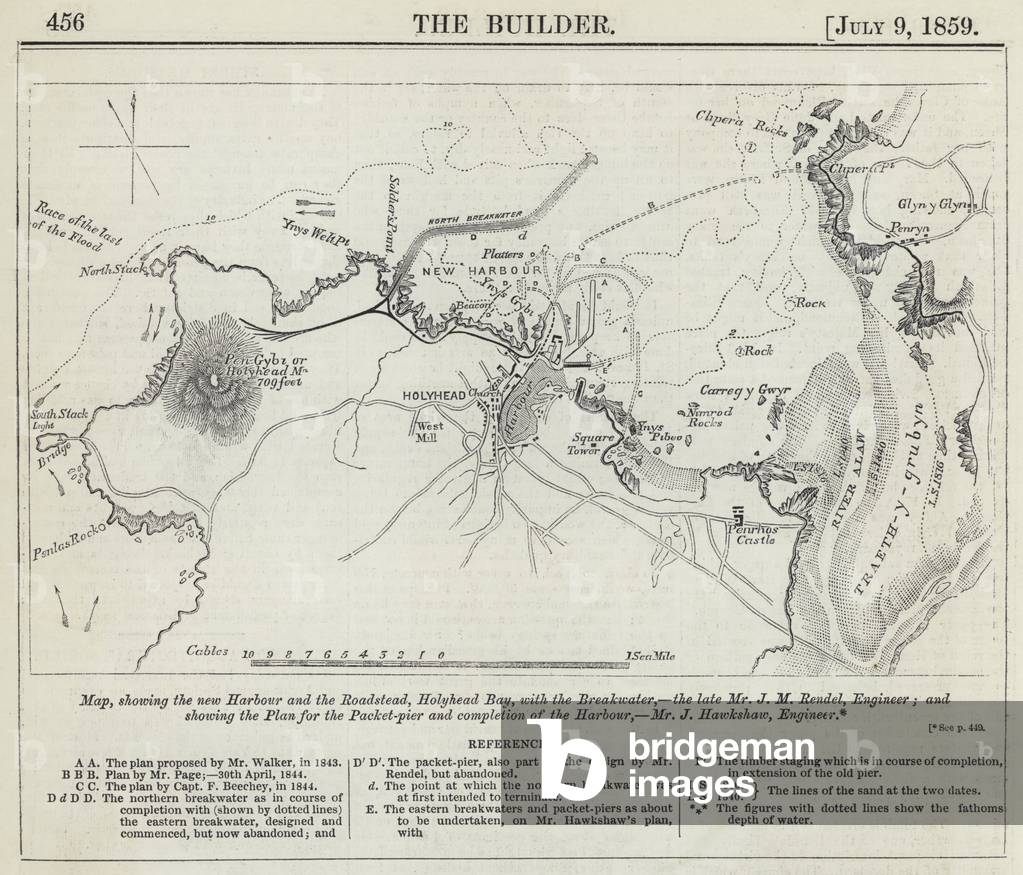 Image of Map, showing the new Harbour and the Roadstead, Holyhead Bay ...