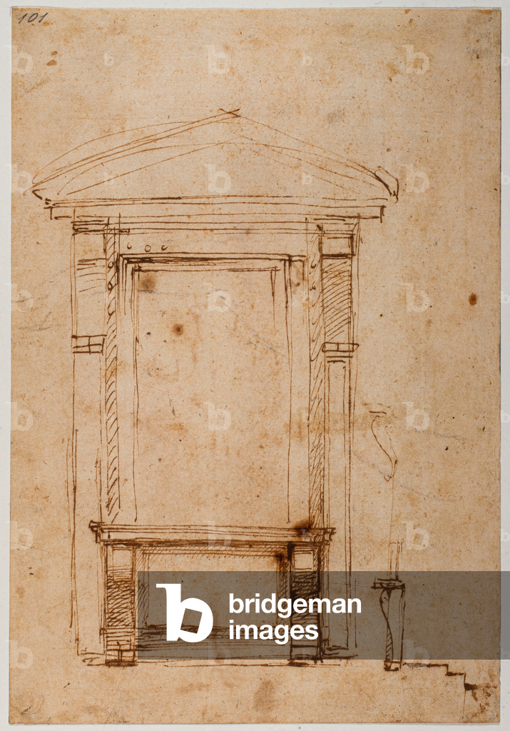 Image of Kneeling window for Medici palace, c. 1517 (drawing) by ...