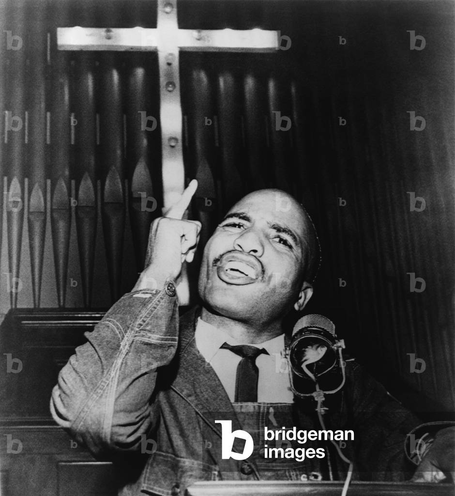 Image of James Bevel (1936-2008) speaking in Selma, Alabama in 1965. Bevel