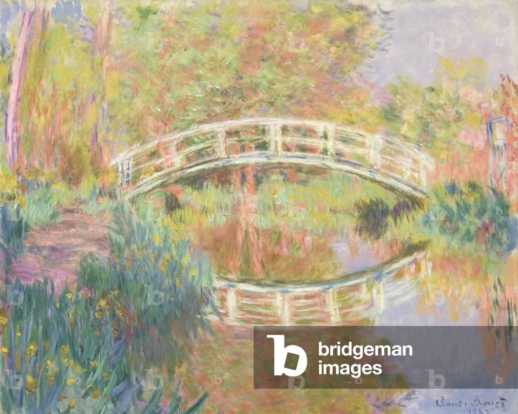 Image of Japanese Footbridge, Giverny, 1895 (oil on canvas) by Monet ...