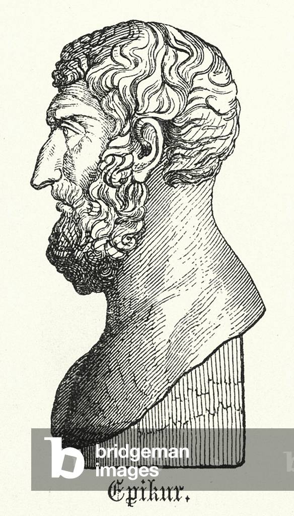 Image of Epicurus, ancient Greek philosopher and sage (engraving) by ...