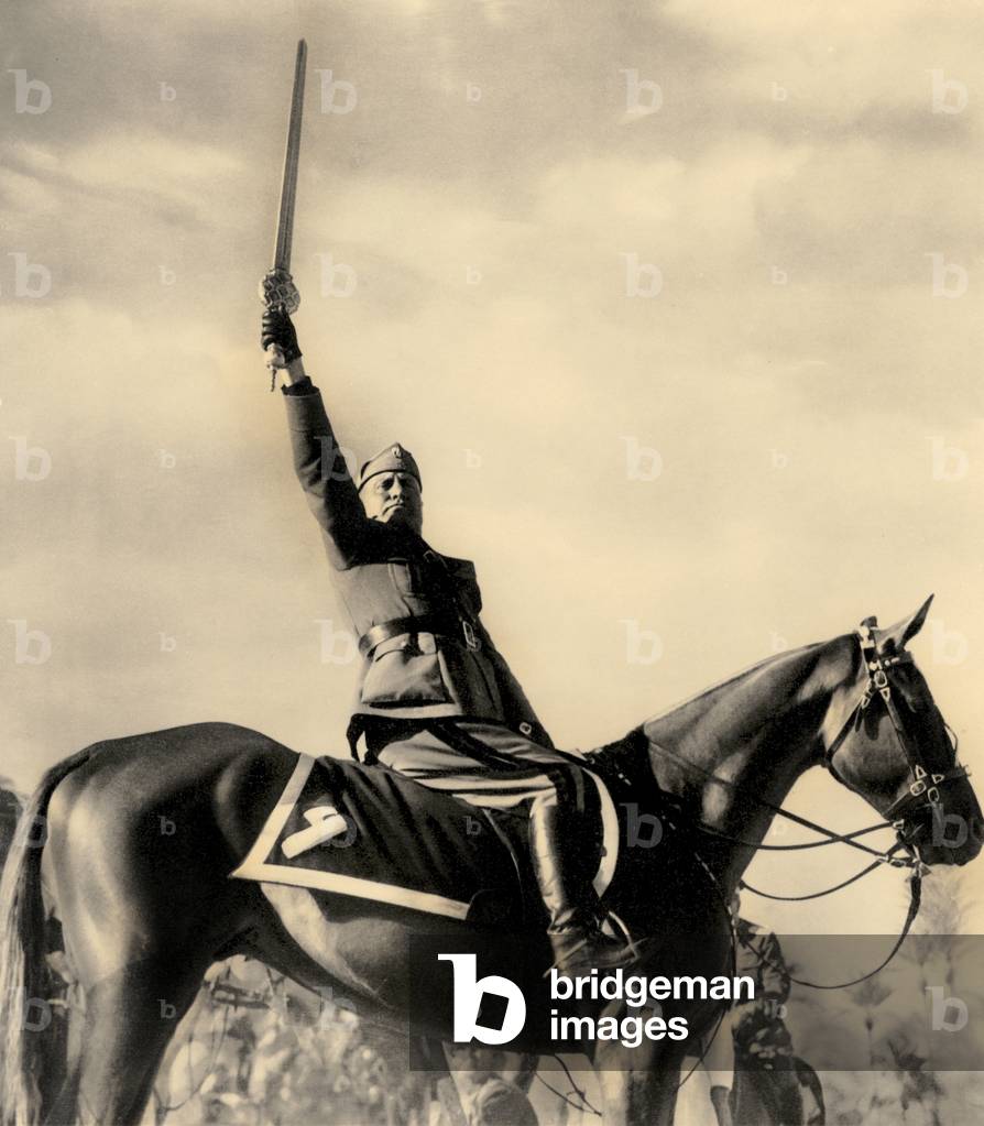 Image of 'Il Duce' Benito Mussolini on horseback holding the sword of ...