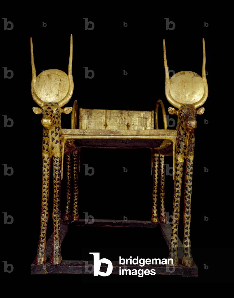 Image of Funerary zoomorphic bed, sides representing Mehetweret, the ...